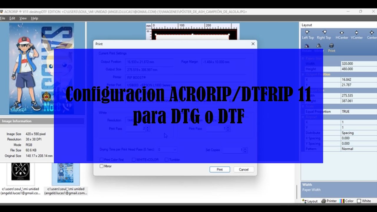Configuracion Acrorip/DTFRIP 11 para DTG/DTF - YouTube