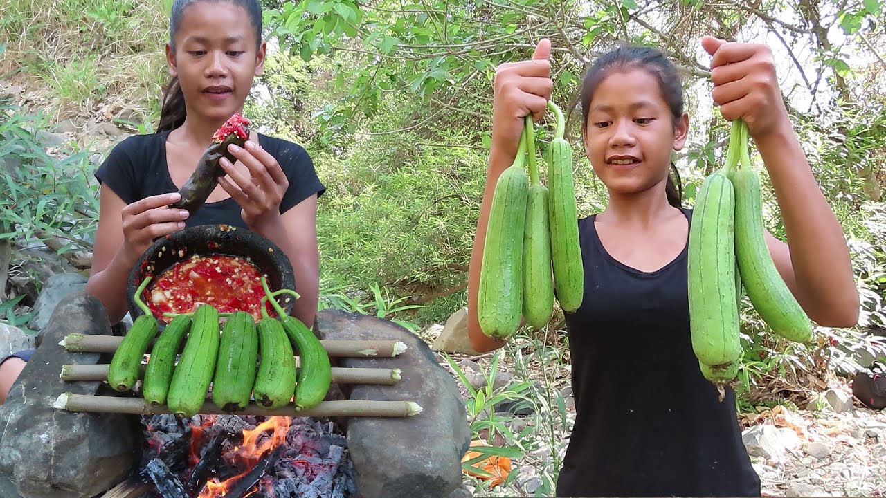 Cooking Sponge Gourd for Food with Hot Chili Sauce - Sponge Gourd for ...