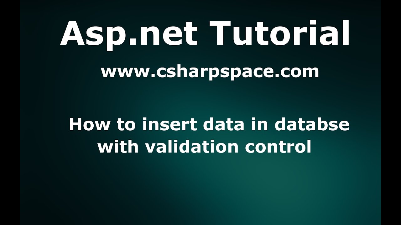 How to insert data in database in asp.net - YouTube