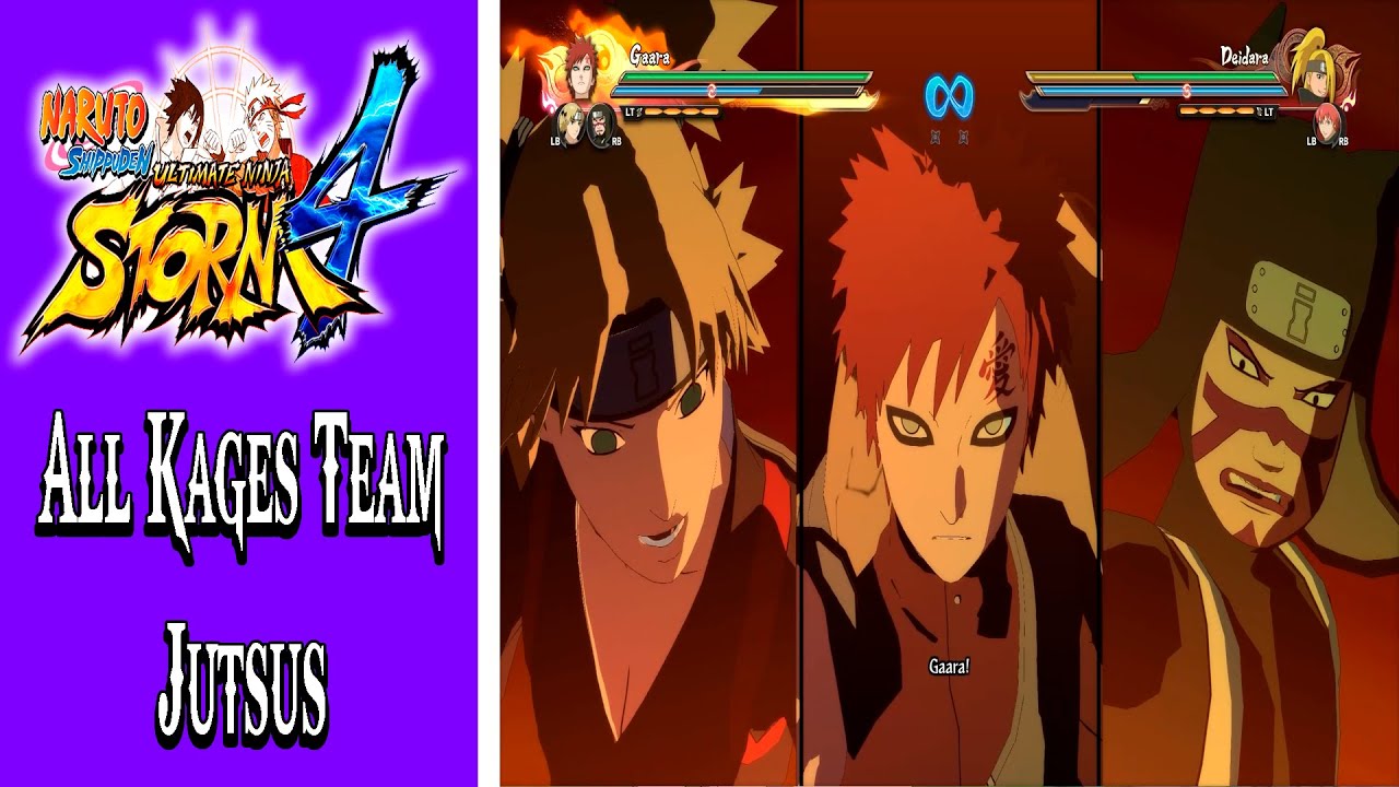 Naruto Shippuden Ultimate Ninja Storm 4 - All Kages Team Jutsus - YouTube