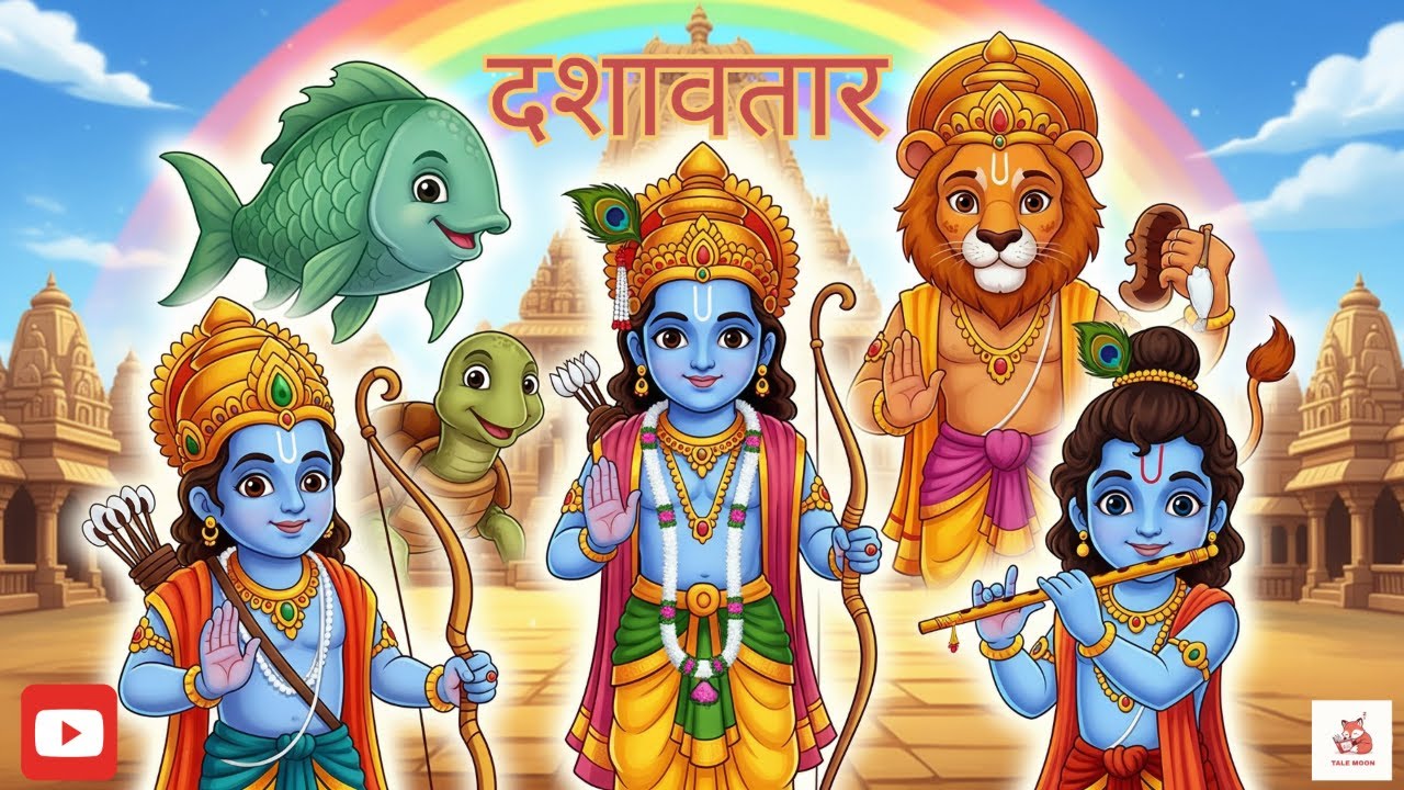 Dashavatar: 10 Amazing Avatars of Vishnu | Kids Mythology Story in ...
