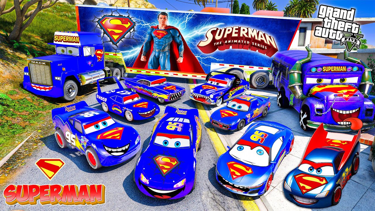 GTA 5 - Stealing SUPERMAN MCQUEEN Cars with Franklin and Superman ...
