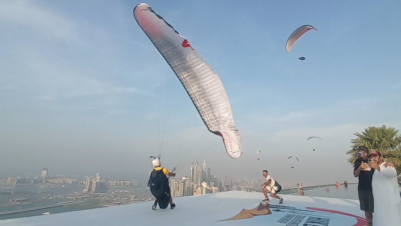 Dubai skyscraper paragliding launches - YouTube