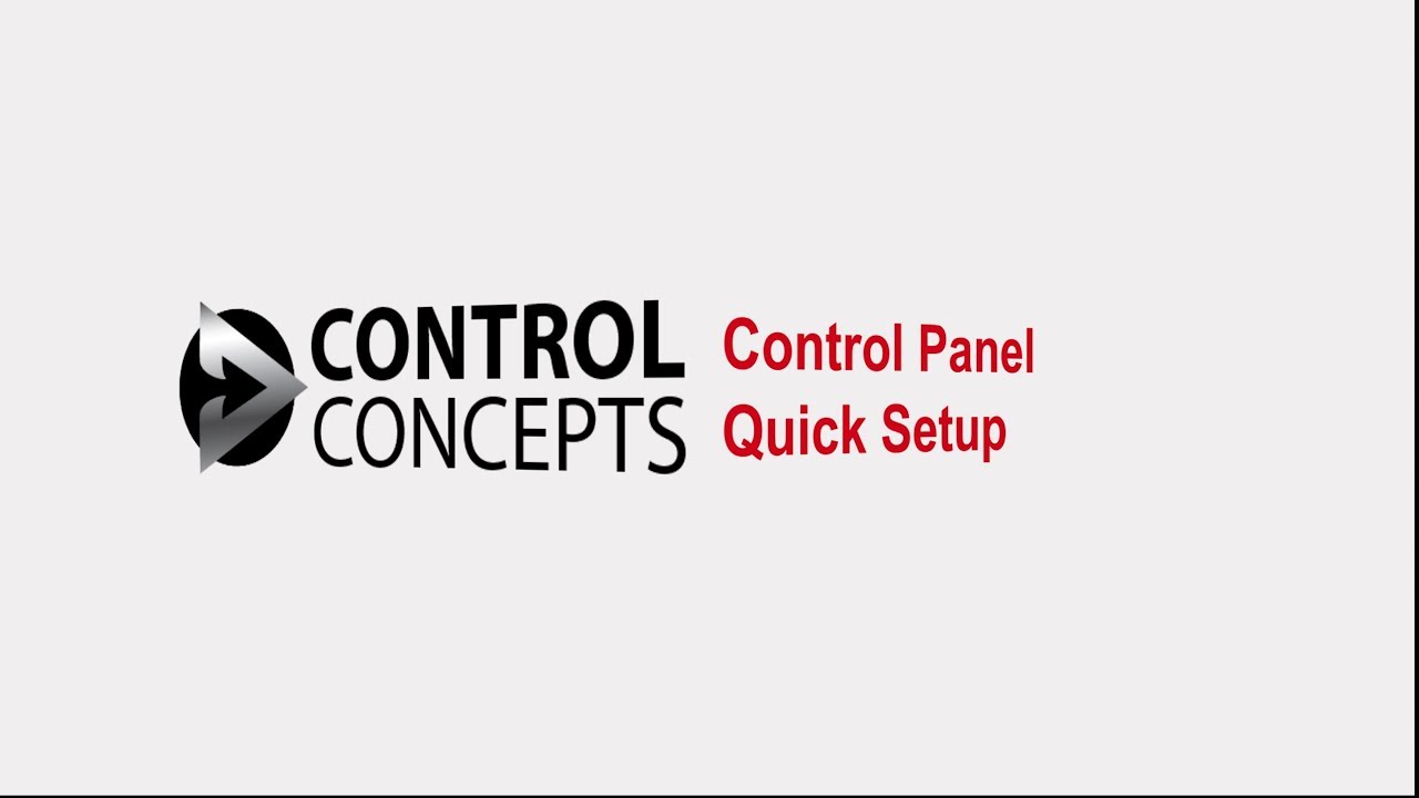 Control Panel: Quick Setup - YouTube