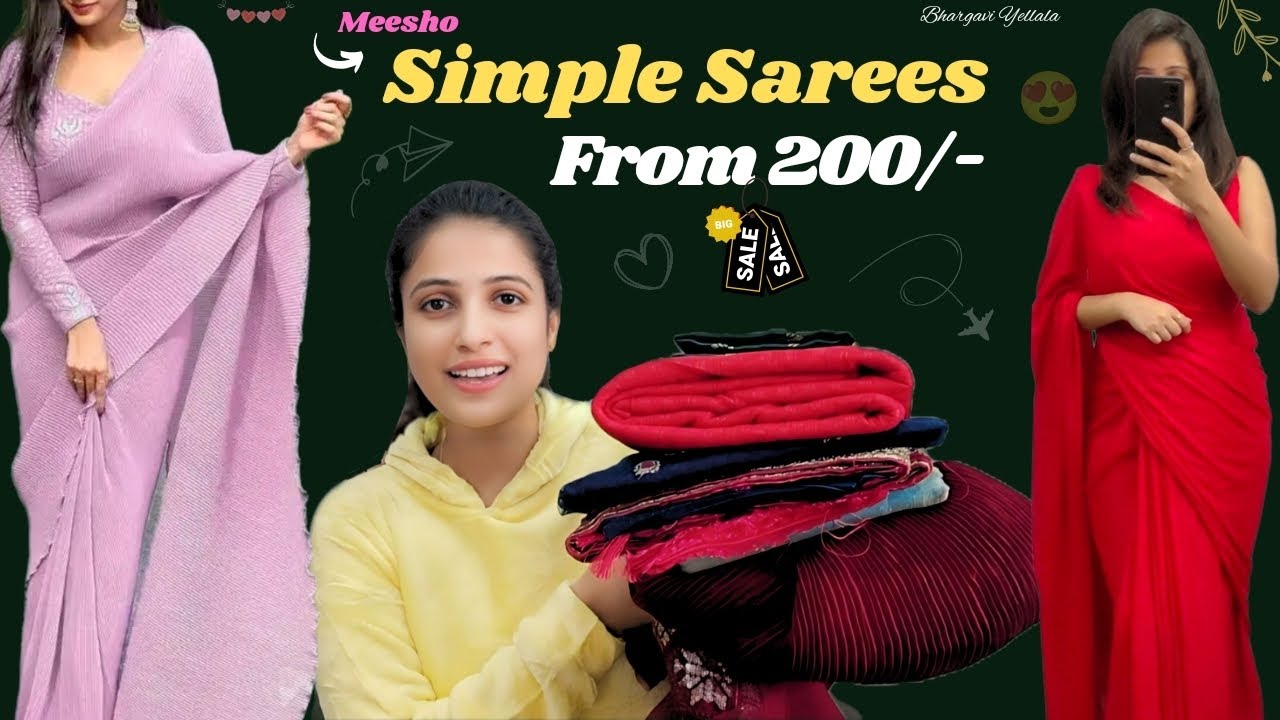 Meesho Simple Sarees Haul from 200/- | budgetsarees | partywear # ...