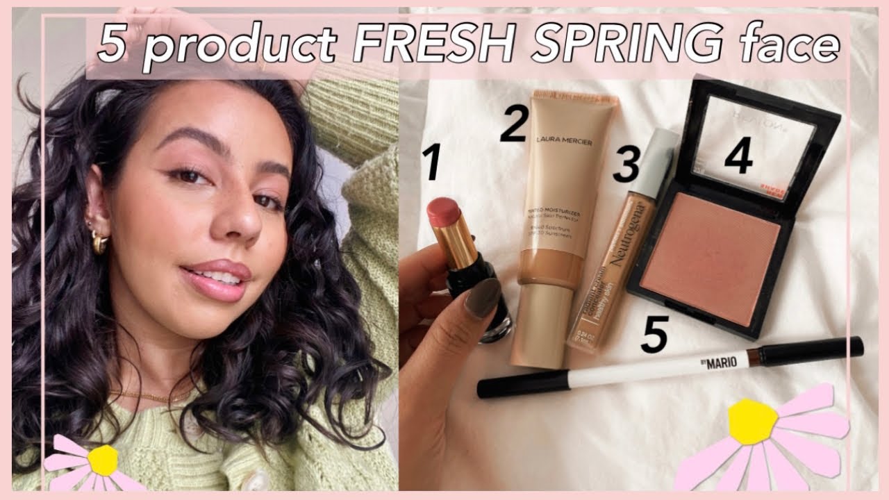 5 PRODUCT SPRING FACE (FRESH PINK MINIMAL MAKEUP) - YouTube