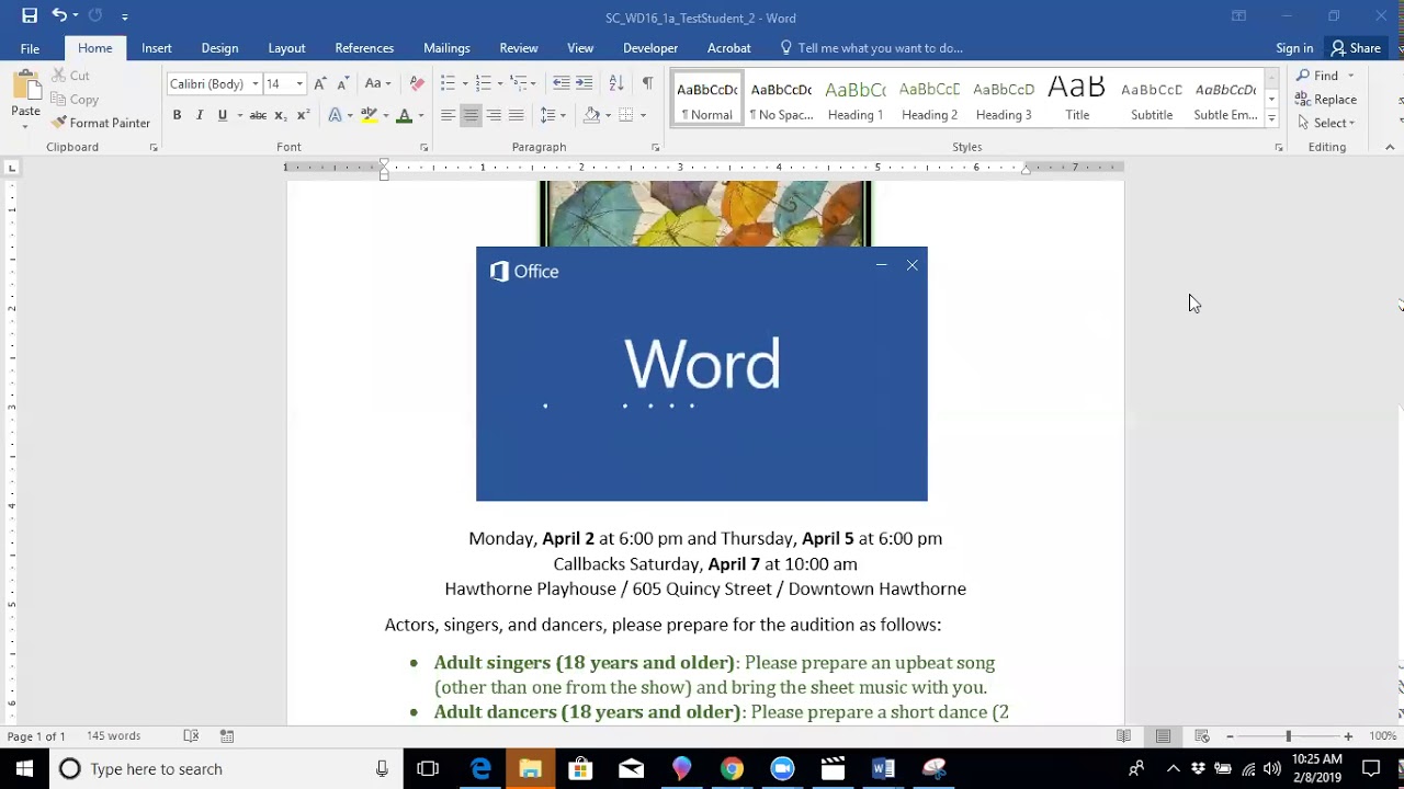 Word Chapter 1 SAM Project Resubmit - YouTube