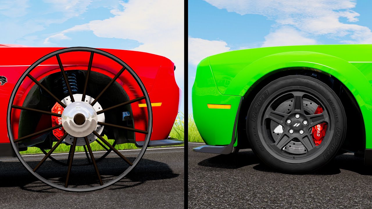 Wagon Wheel vs Car Wheel - Beamng drive - YouTube