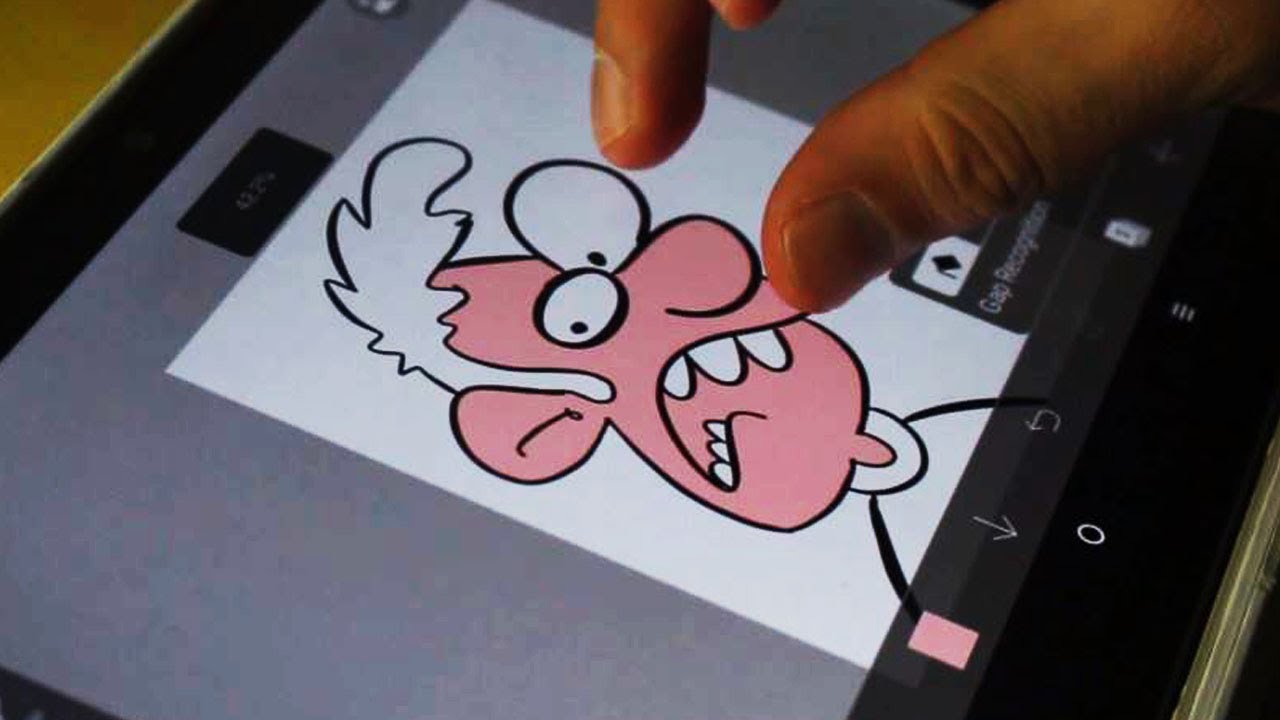 Cartoon Drawing Exercises on Tablet, big toothed cartoon character ...