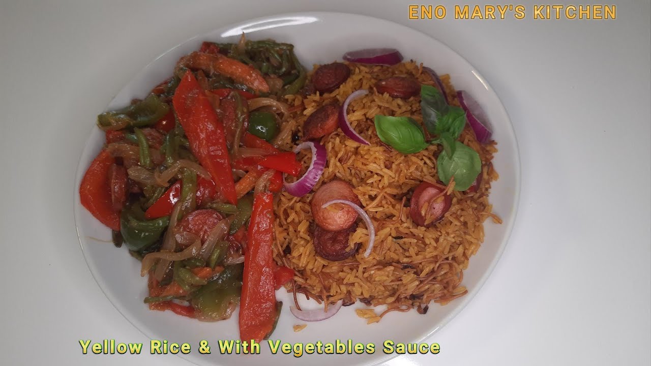 "How to Make Flavorful Yellow Rice and Spaghetti with Vegetable Sauce ...