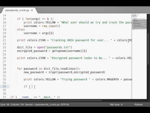 Python Cracking Unix User Passwords 03 crypt - YouTube