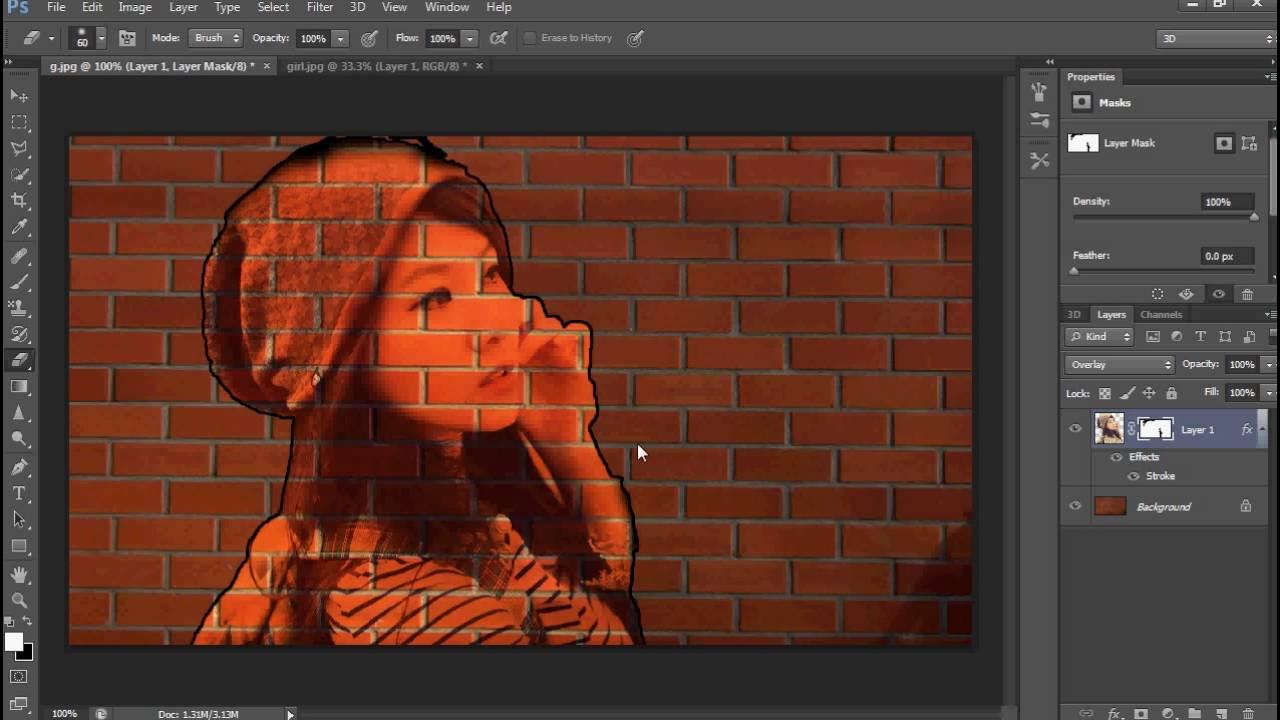 Brick Wall Mask Tutorial- Photoshop CS6 - YouTube