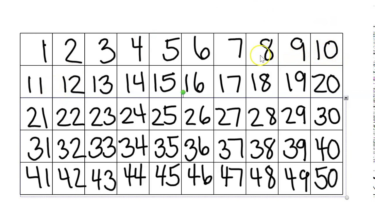 Filling in a 50 chart and counting corners - YouTube