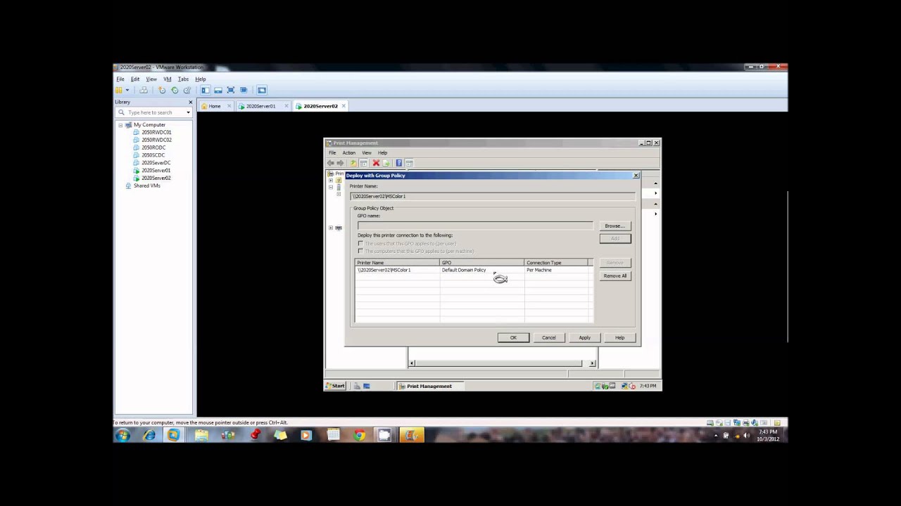 2020 Lab4 Part 2: Deploying Printers Using Active Directory - YouTube