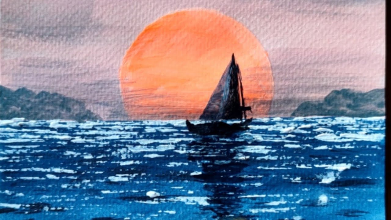 Easy Seascape Painting for Beginners | Relaxing | Satisfying - YouTube