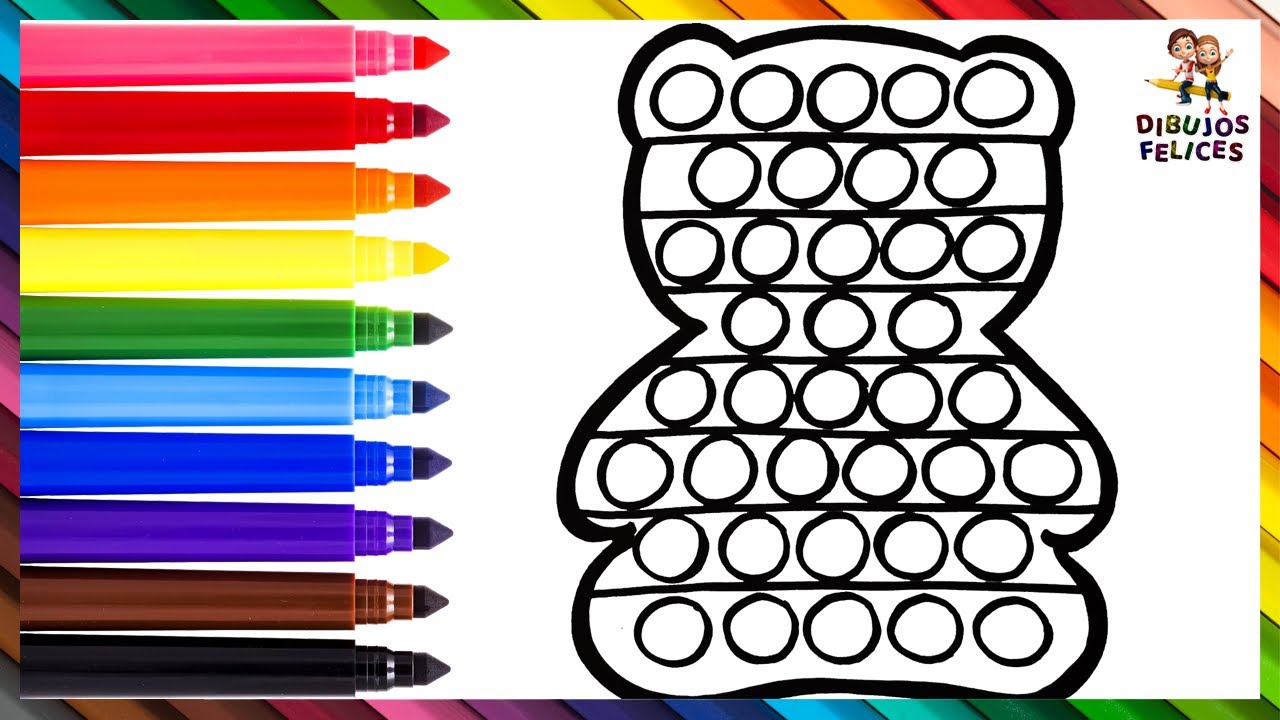 Dibuja y Colorea Un Osito De Peluche POP IT 🧸 ️🔴🟠🟡🟢🔵🟣🌈 Dibujos Para ...