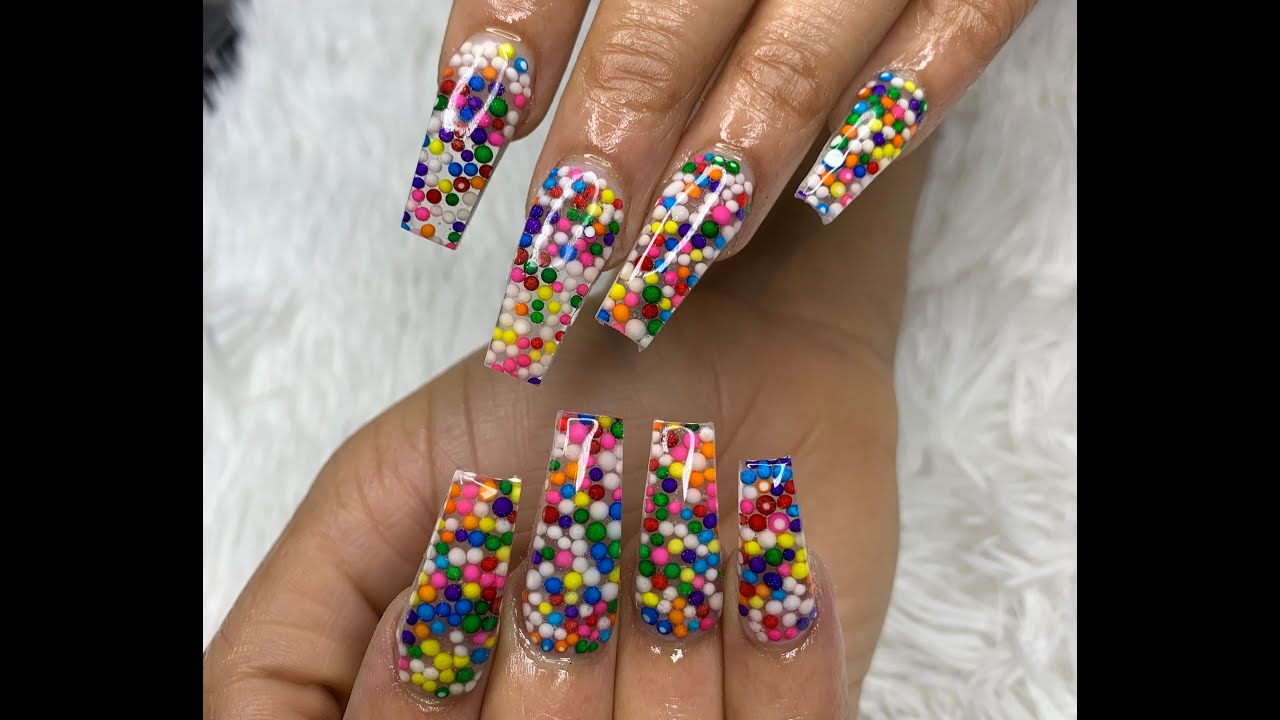 Encapsulated Real Sprinkles Acrylic Nail Tutorial Watch Me Work