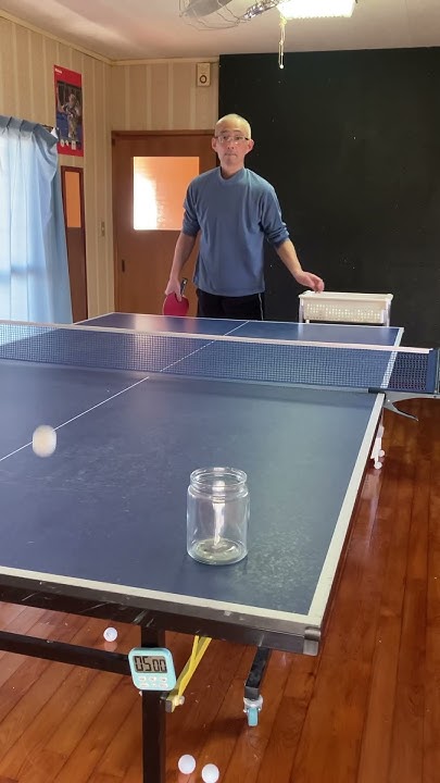 I want to put the ball in an empty bottle with a ping pong serve. - YouTube