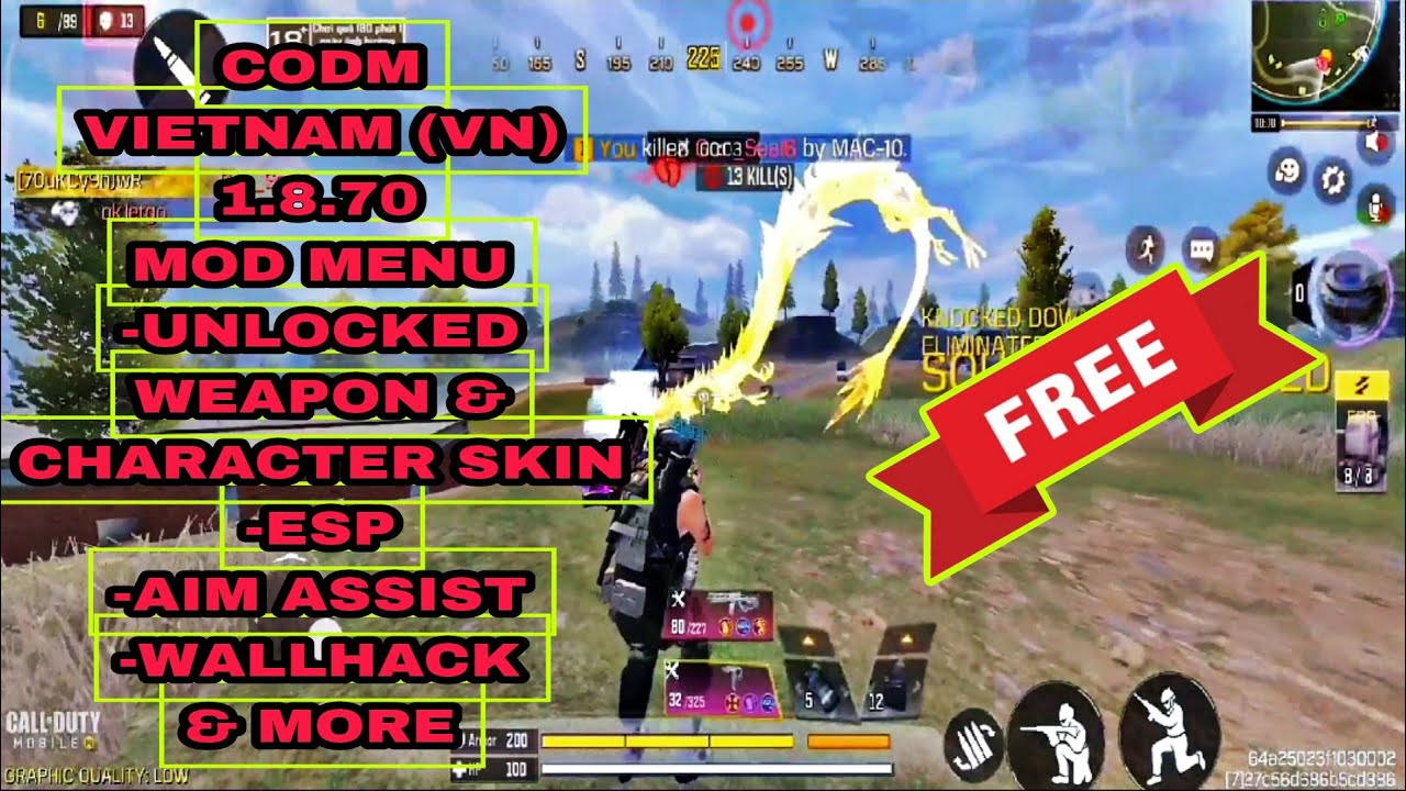 CODM VIETNAM(VNG) FREE MOD MENU | FREE WEAPON AND CHARACTER SKINS | NO ...