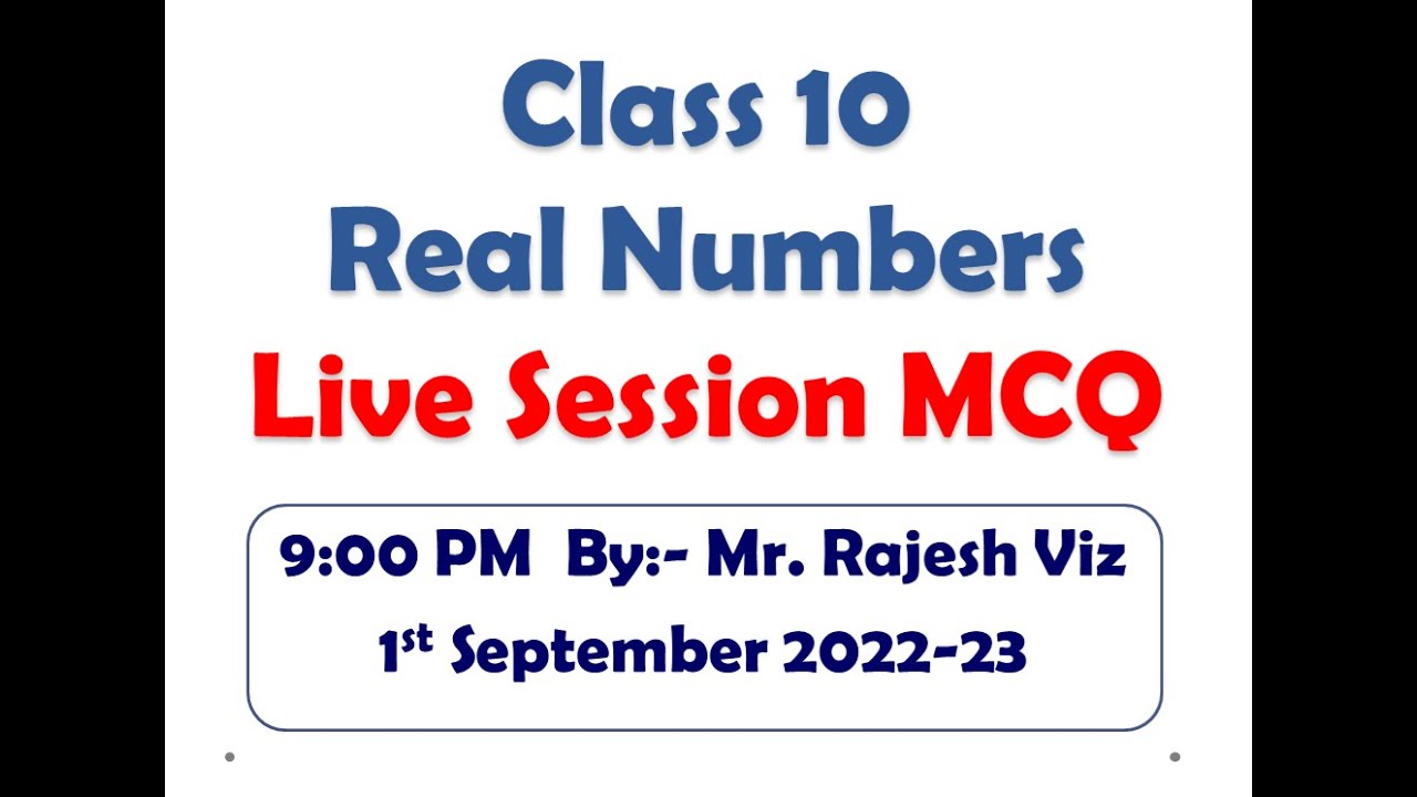 Class 10 Real Numbers MCQ YouTube Class 10 Real Numbers MCQ YouTube