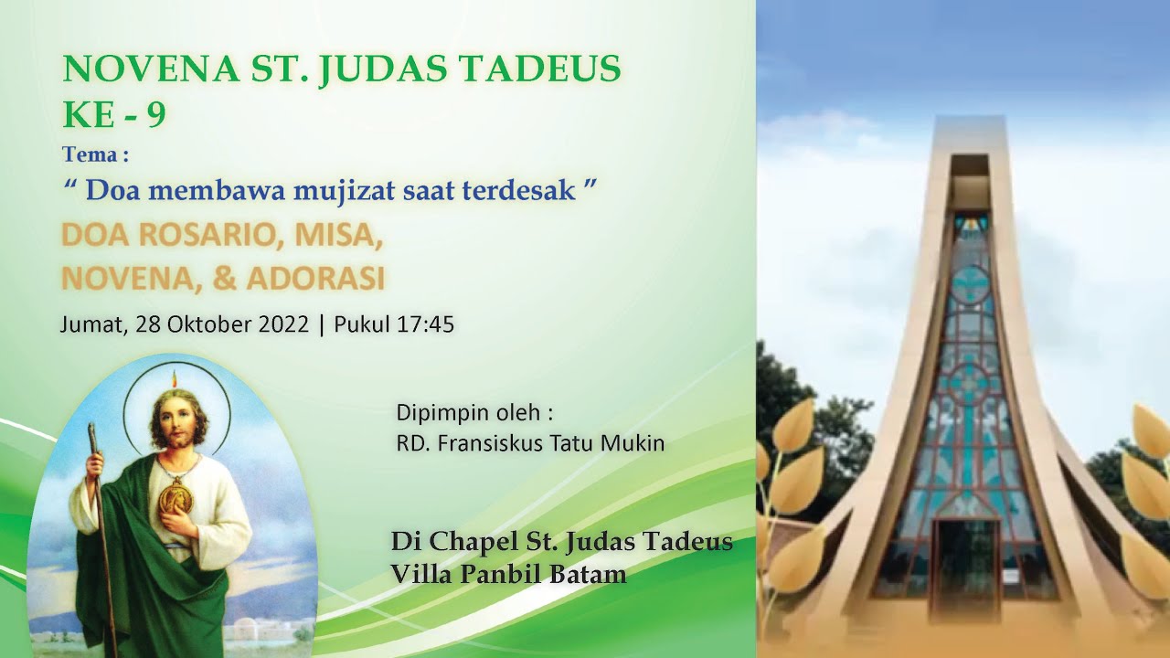 Novena Santo Yudas Tadeus. Hari ke - IX - YouTube