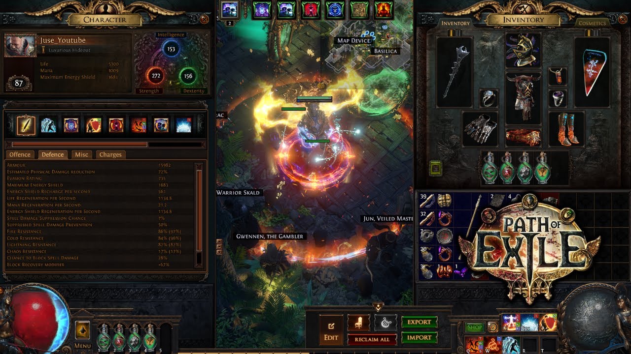 87 Pohx's Life + ES RF Inquisitor T12 Basilica Map | Path of Exile 3.23 ...