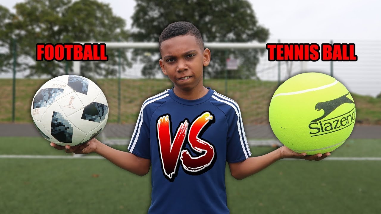 FOOTBALL vs GIANT TENNIS BALL!! - YouTube