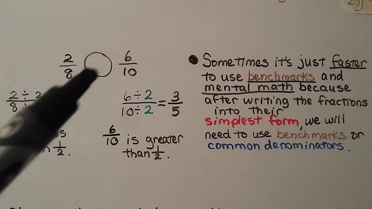 4th Grade Math 6.7, Compare Fractions by Numerator, Denominator, or ...