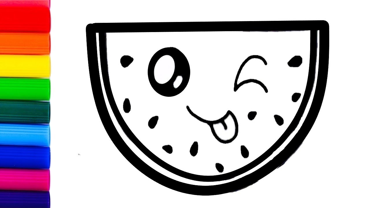 HOW TO DRAW A CUTE WATERMELON SUPER EASY - YouTube