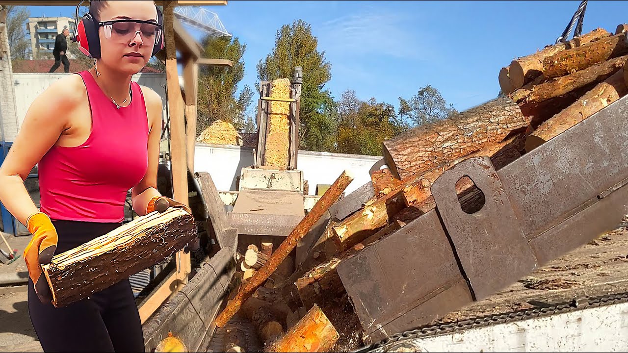 🔥 EXTREME Zero-Waste Woodworking: Wood Chipping - Real Work in Sawmill ...
