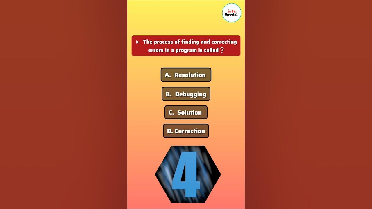 The process of finding and correcting errors in a program is called | quiz - YouTube