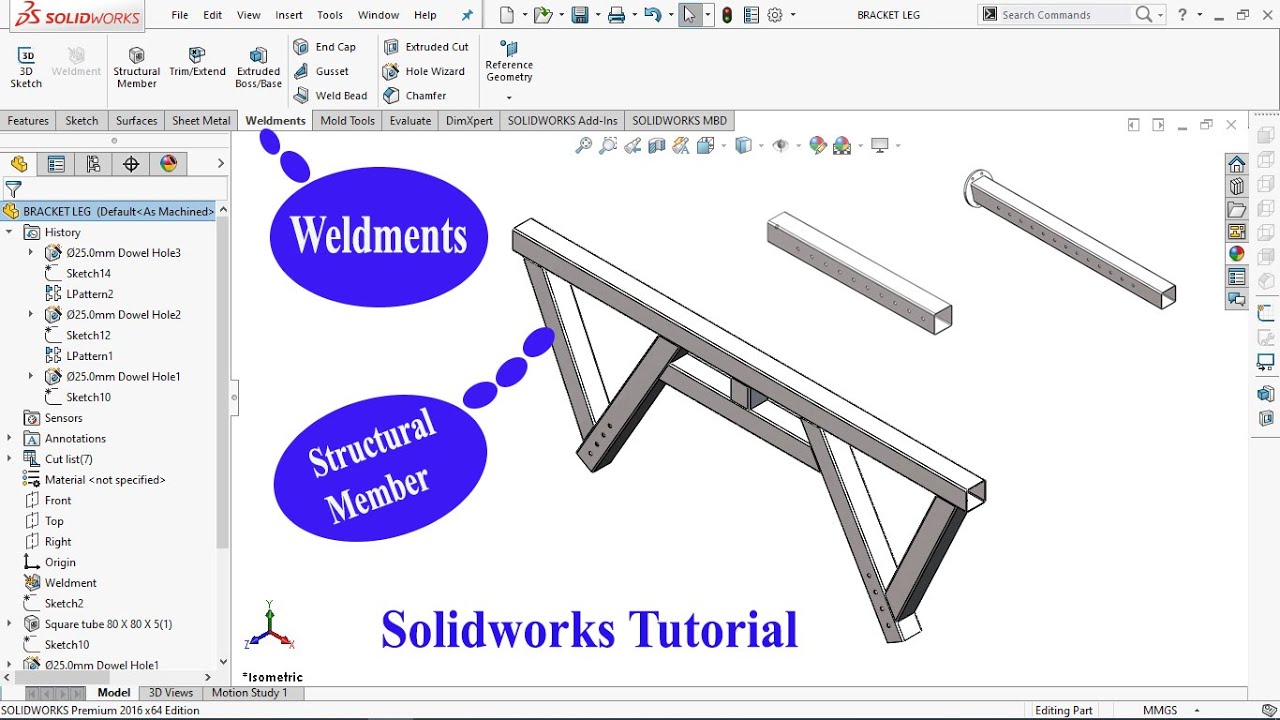 Structural Design Using Weldments in Solidworks - For Kiln Machine ...
