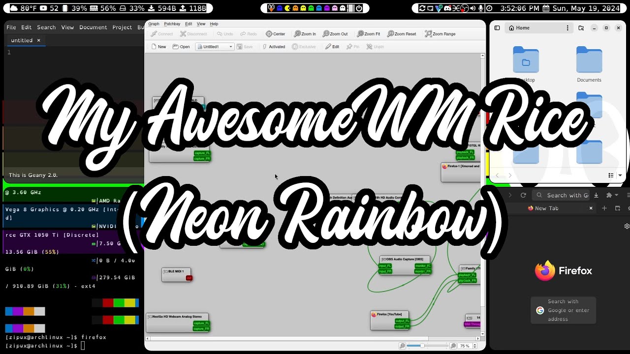 My AwesomeWM Rice (Neon Rainbow) - YouTube