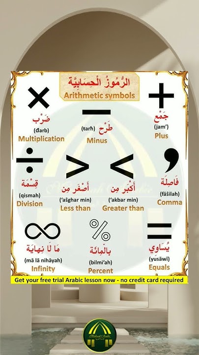 Short Arabic lesson Arithmetic symbols - Learn Arabic #shorts # ...