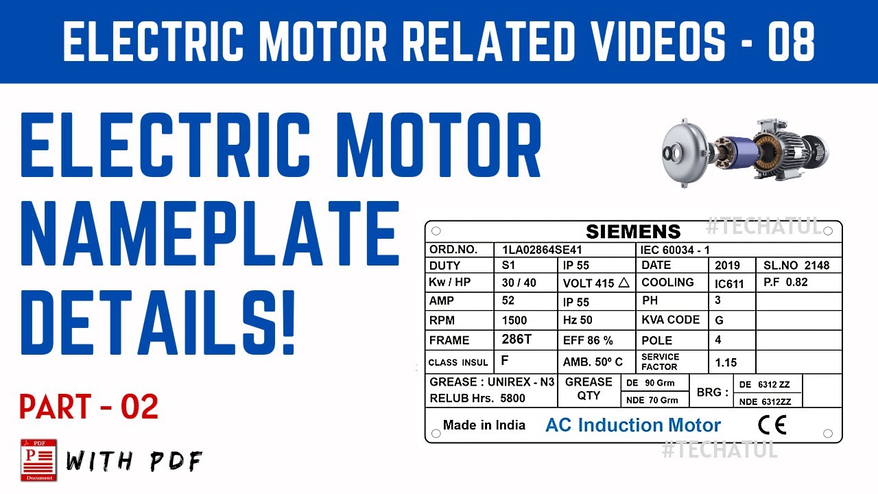 Electric motor Nameplate details explained. Part-2 TechAtul - YouTube