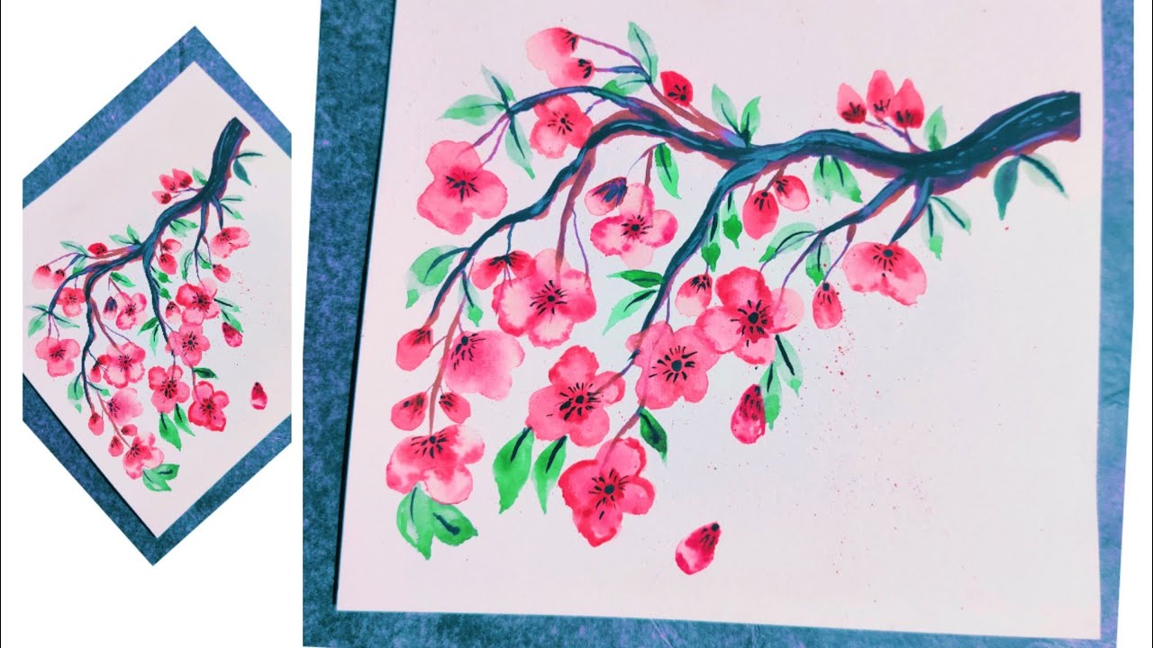 How to paint Cherry blossom (Sakura) with water colour || step by step ...