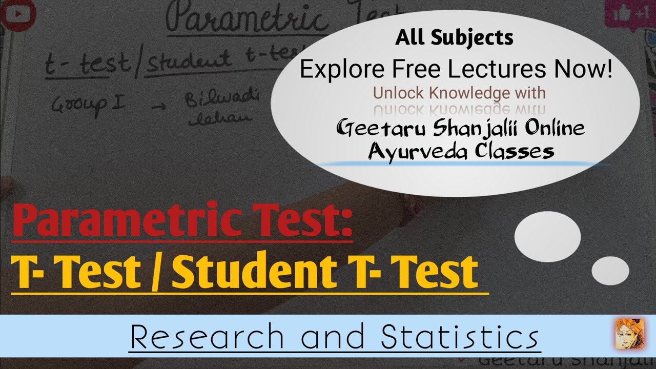 Parametric Test| T-test | Student T-test |Research & Statistics for UG ...