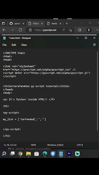 PyScript !!! It's Python! inside HTML!! - run python in your html #pyscript #py_script - YouTube