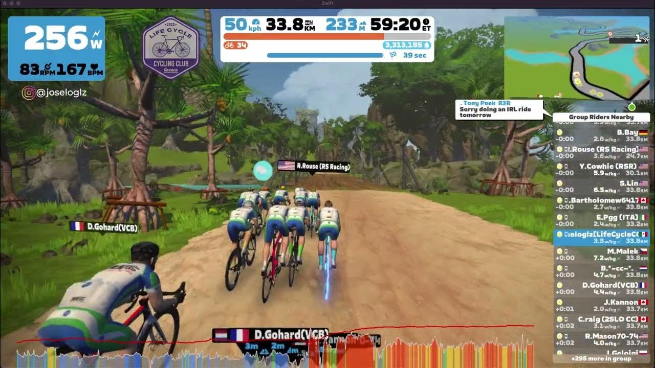 Zwift ZZRC Group Ride, with last 5 min UNLEASHED!! | Life Cycle CC | Nice Sub 2 Endurance Ride ...