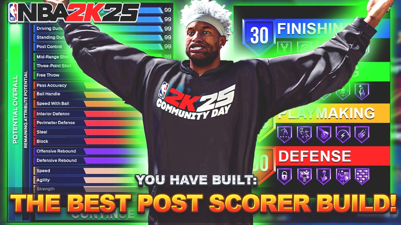 THE BEST POST SCORER BUILD IN NBA 2K25 is UNSTOPPABLE... HOW TO CREATE ...