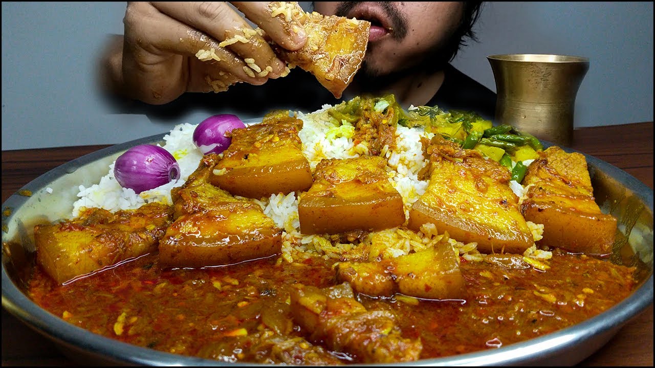 Real Mukbang:) Cooking & Eating Spicy Pork Fat With Rice - YouTube