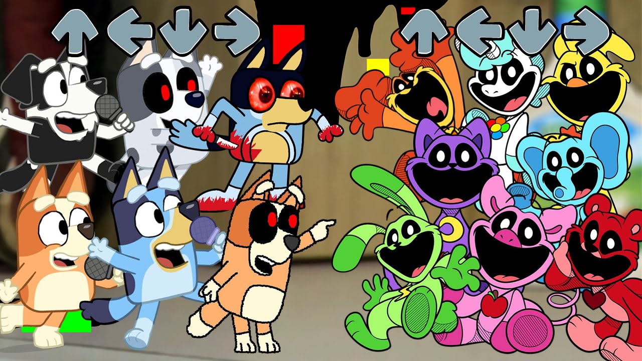 FNF Sliced But ALL Smiling Critters x Muffin, Bluey, Bingo x Mackenzie ...