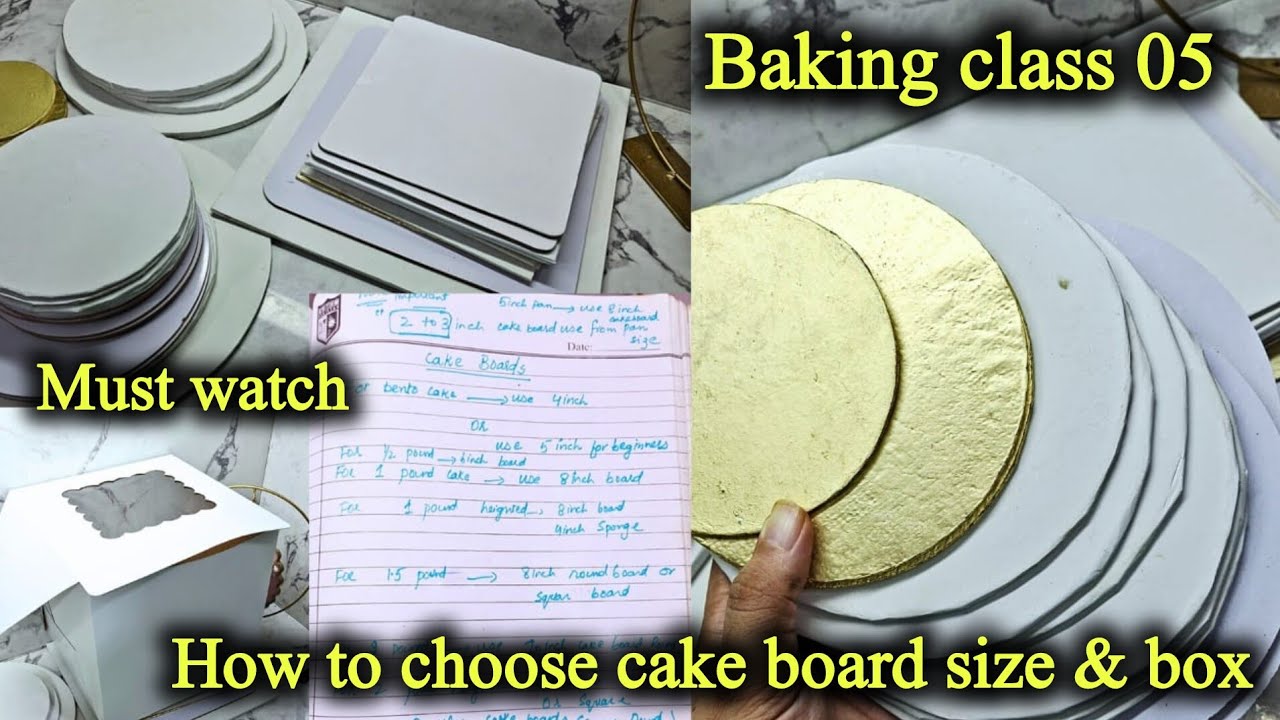 How to choose Cake Board size and boxes Baking Class For Beginners ...