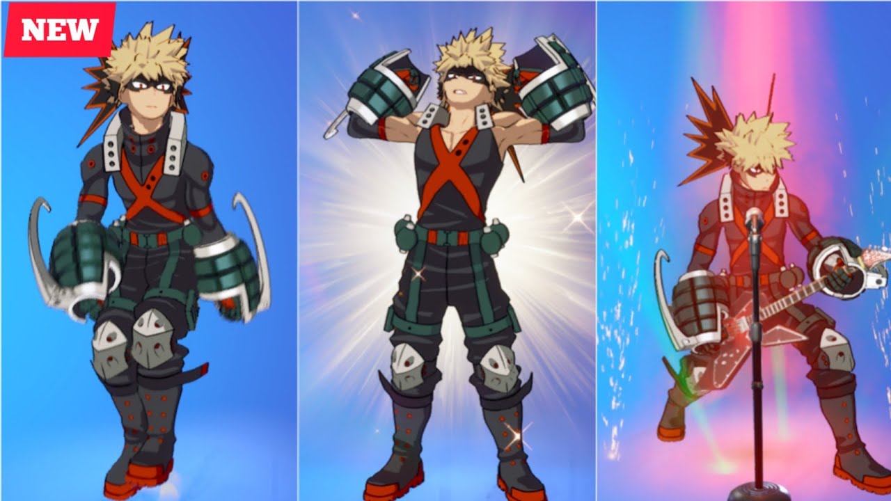 Katsuki Bakugo Skin Showcase with icon series Dances & Emotes|Fortnite ...