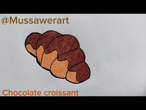 How to draw a Chocolate Croissant||easy drawing ideas||easy drawing ...