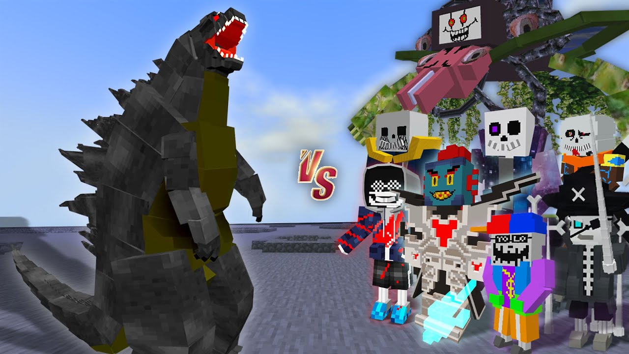 Godzilla vs. AU Undertale Gang | Minecraft (BATTLE ON THE MOON!) - YouTube