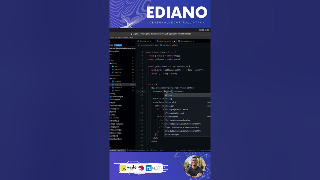 Menu de troca de idioma Next.js 13.x (i18n) - YouTube