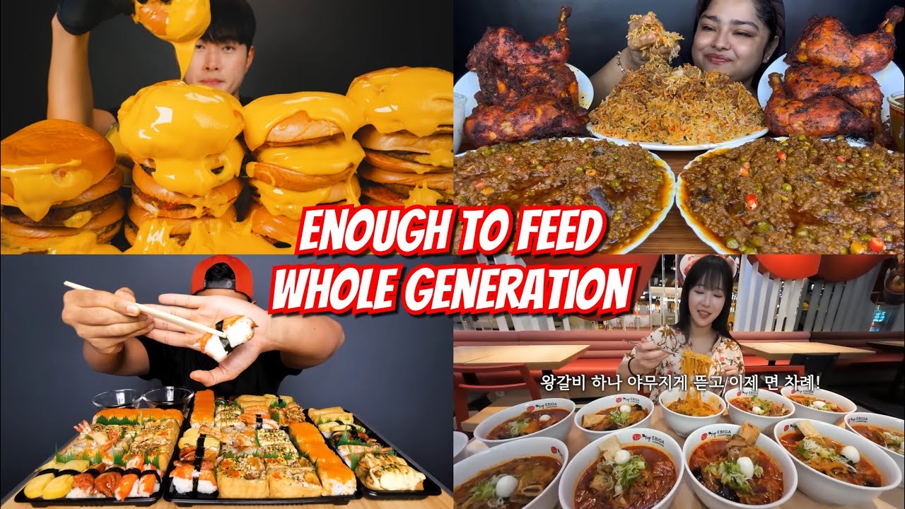 mukbangers eating enough food to feed whole generation - YouTube