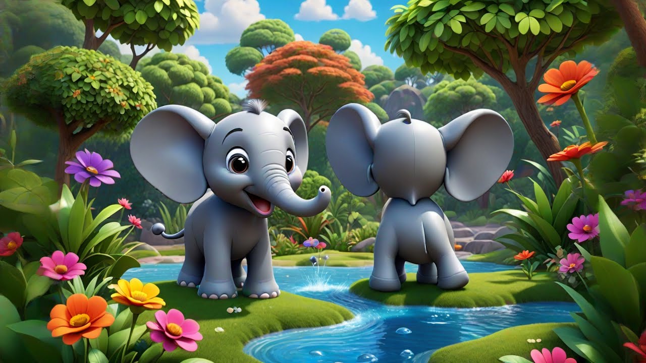 Three Baby Elephants Learn Big and Small | Elephant Song for Kids ...