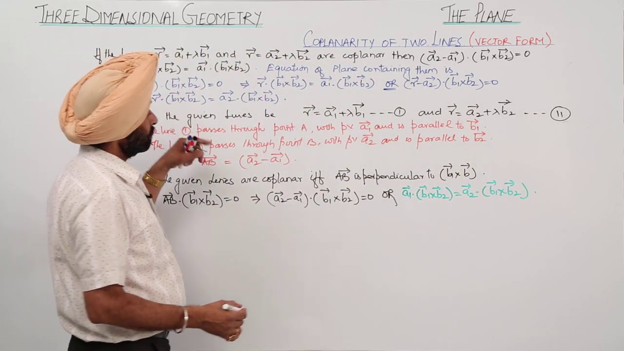 Online Free Lecture l Coplanarity of two Lines VECTOR FORM l ICSE 12 ...